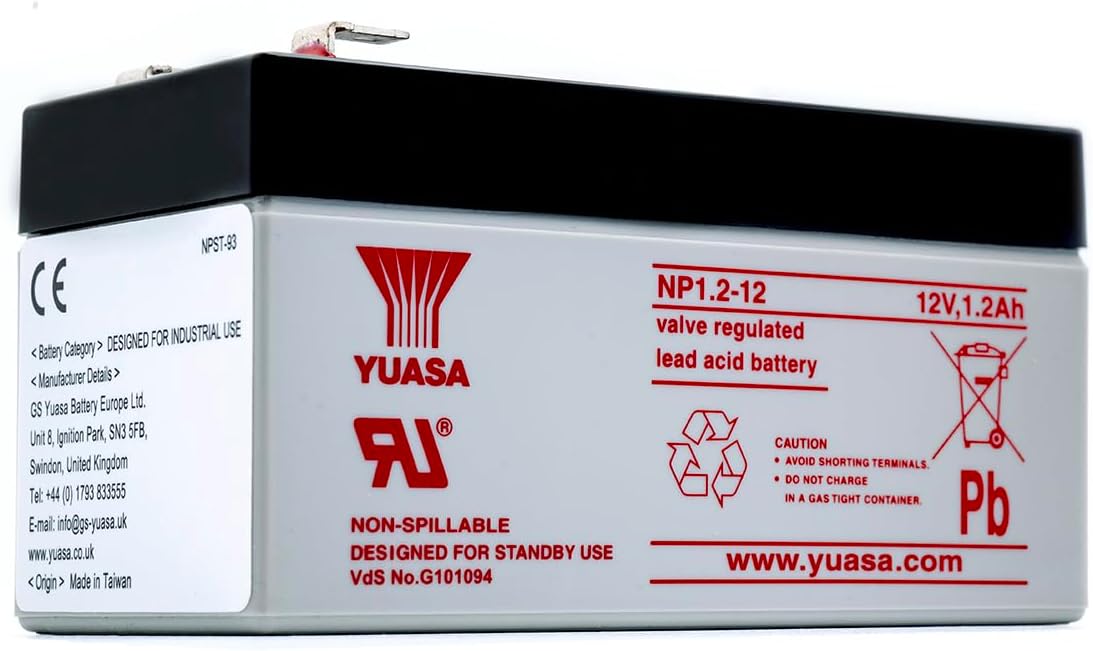 Yuasa NP1.2-12 12V Lead Acid Battery, UPS Backup Alarm and Emergency ...
