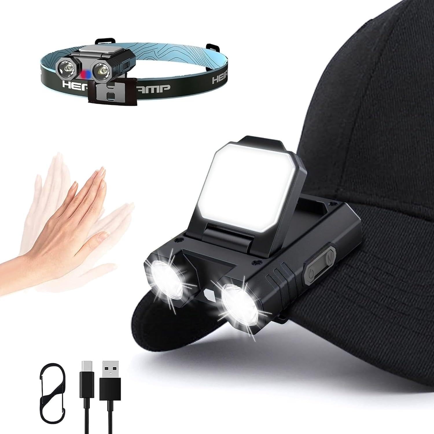 Amazon.com: Hat Lights Clip on Rechargeable, 400 Lumens Clip on Cap ...