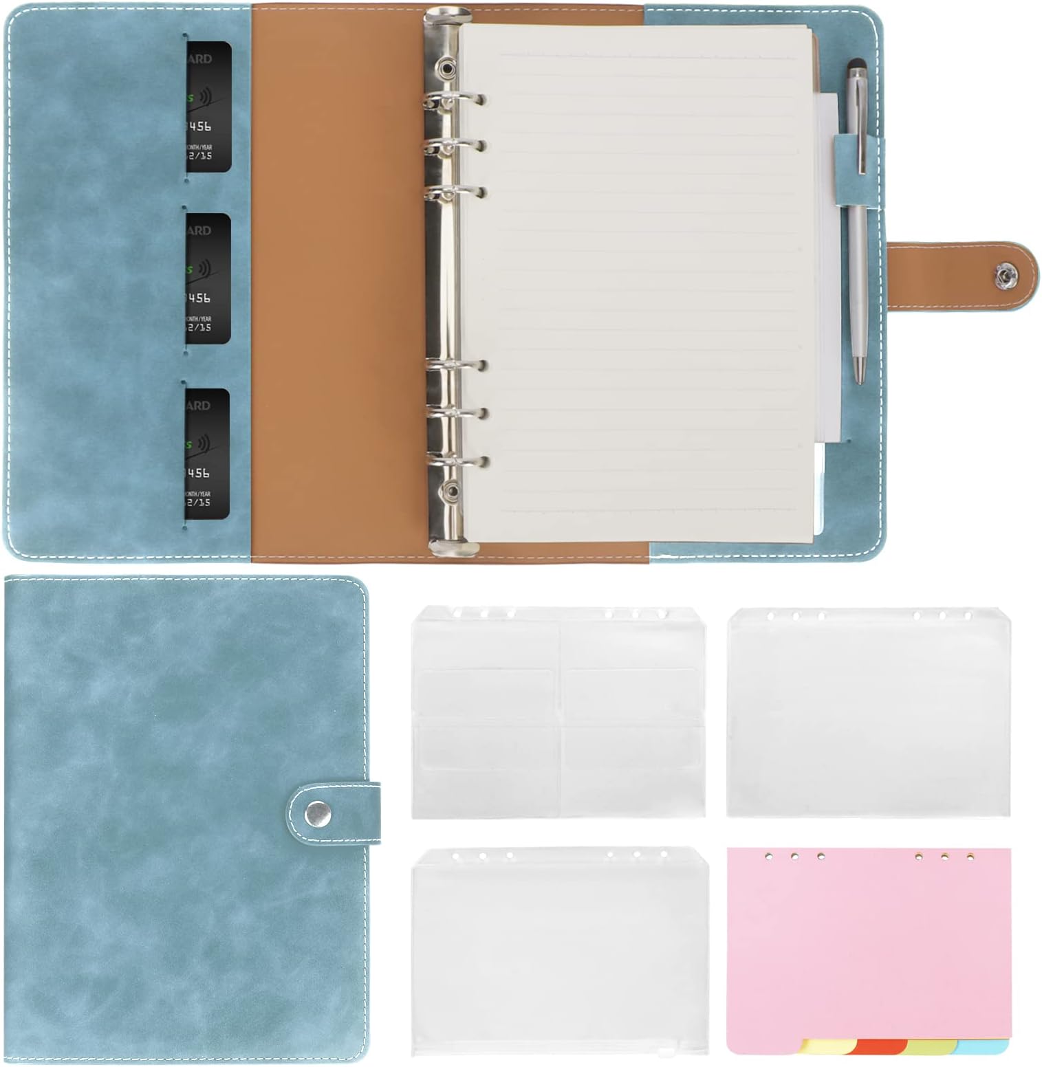 Colacoo Leather A5 Binder Notebook 6 Ring, Refillable Notebook A5 ...