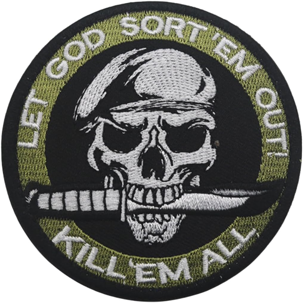Amazon.com: Skull Knife Beret Spec Ops Patch - Funny Kill Them All Let God Sort Them Out ...