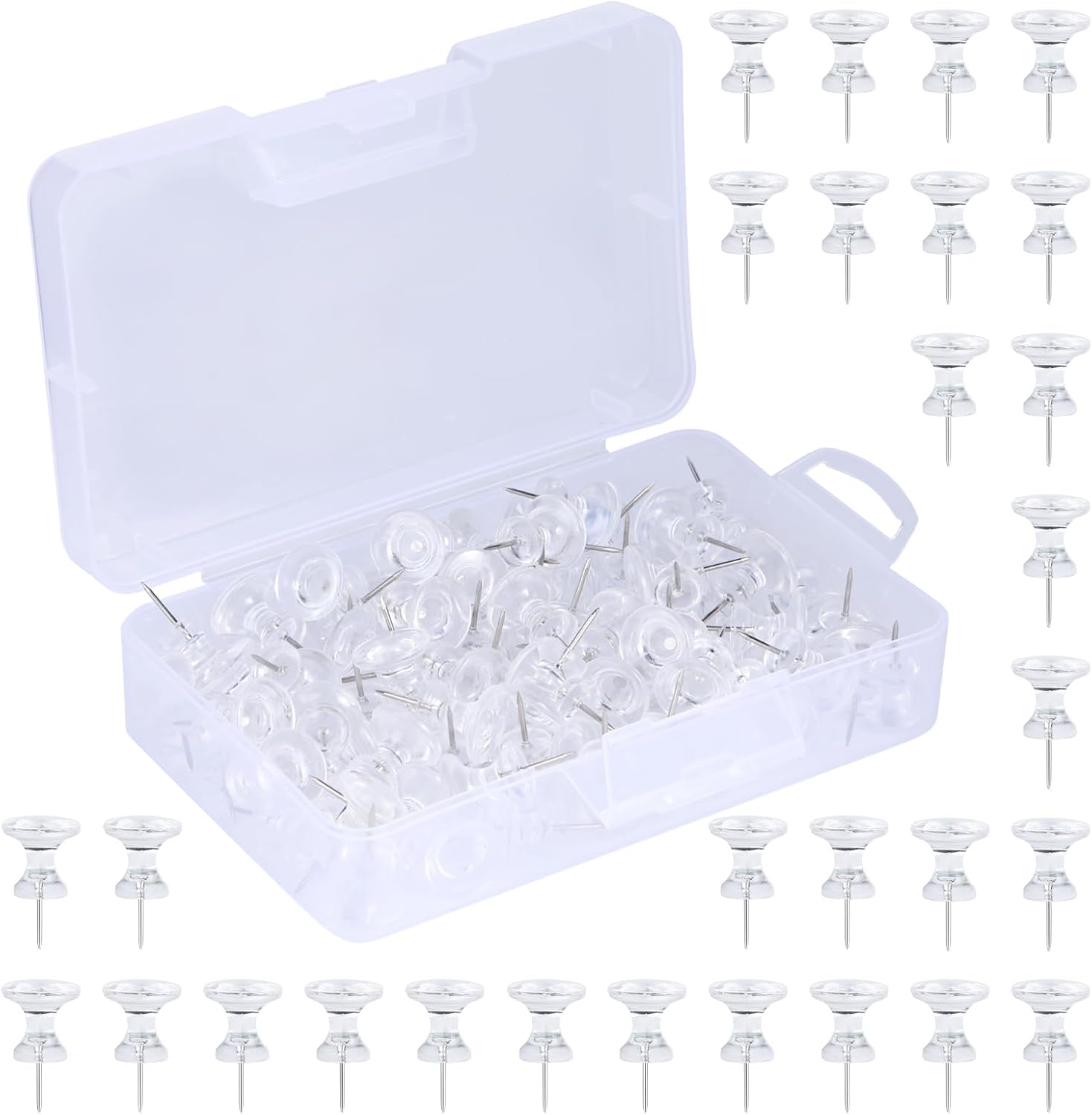 Amazon.com: 100 PCS Push Pins Tacks, Clear Thumb Tacks for Bulletin ...