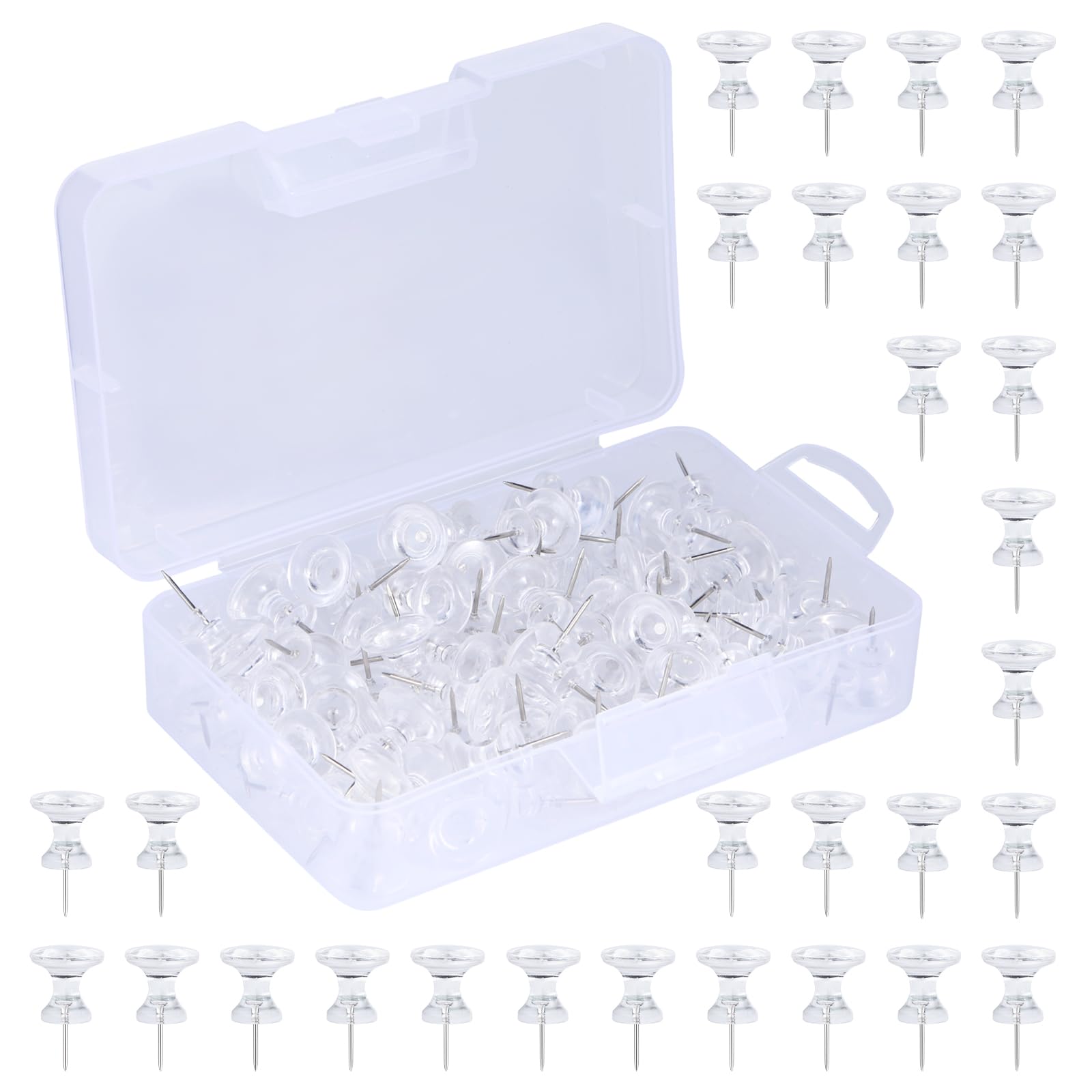 Snapklik.com : 100 PCS Push Pins Tacks, Clear Thumb Tacks For Bulletin ...