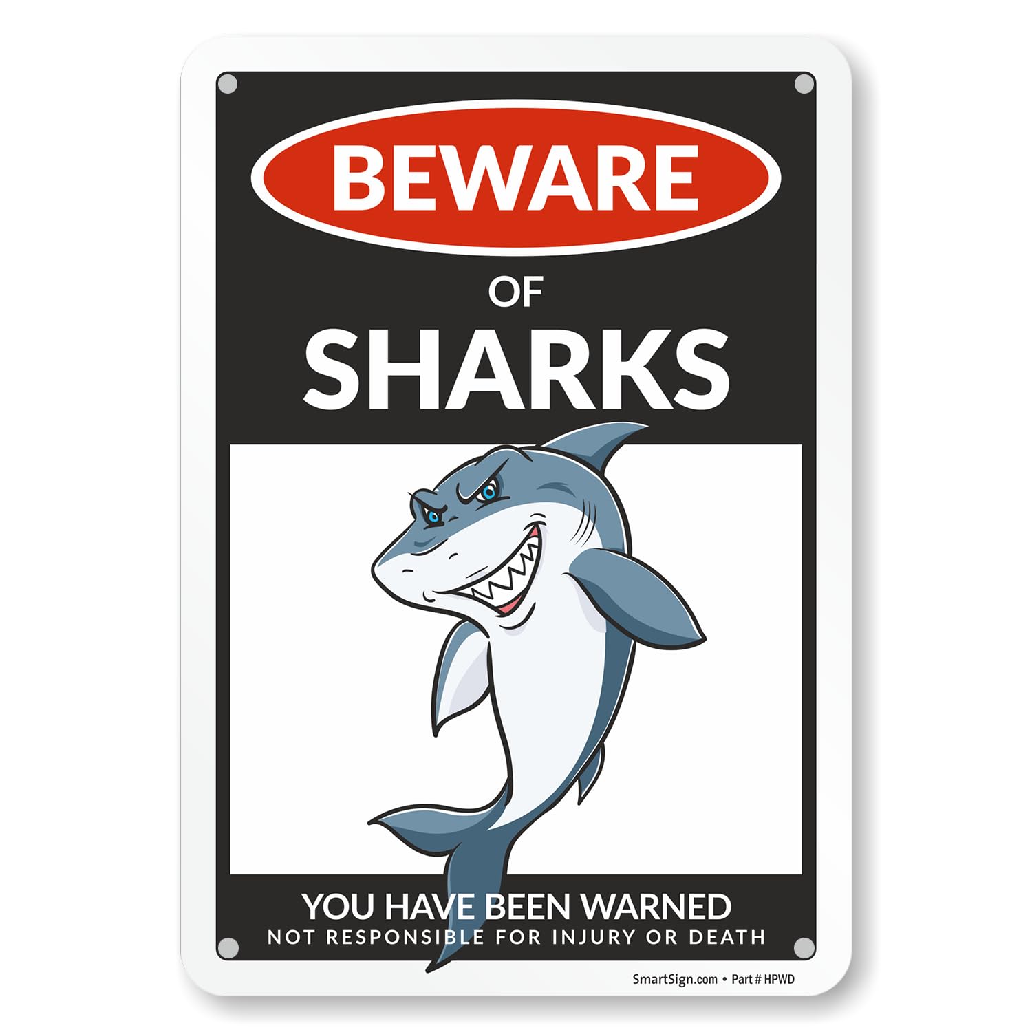Amazon.com: SmartSign Funny Beware Of Sharks Warning Sign - 10"x7", 40 ...