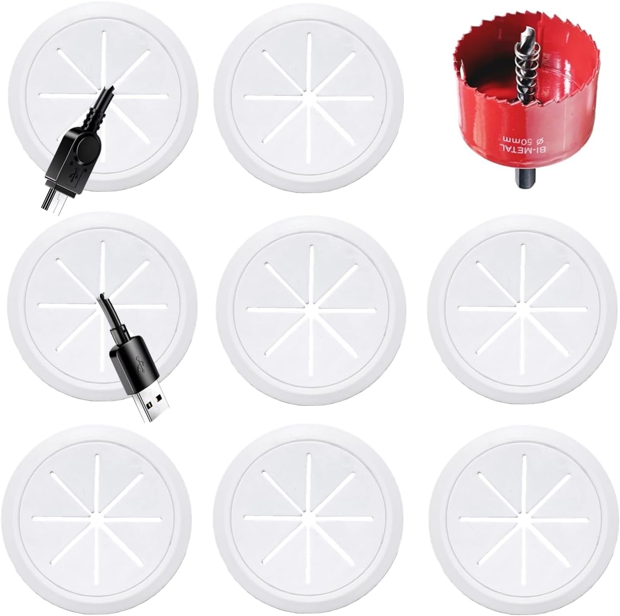 Amazon.com: 8 Pack TV Wire Hider for Wall, 1.97 Inch (50mm Hole) Cord ...