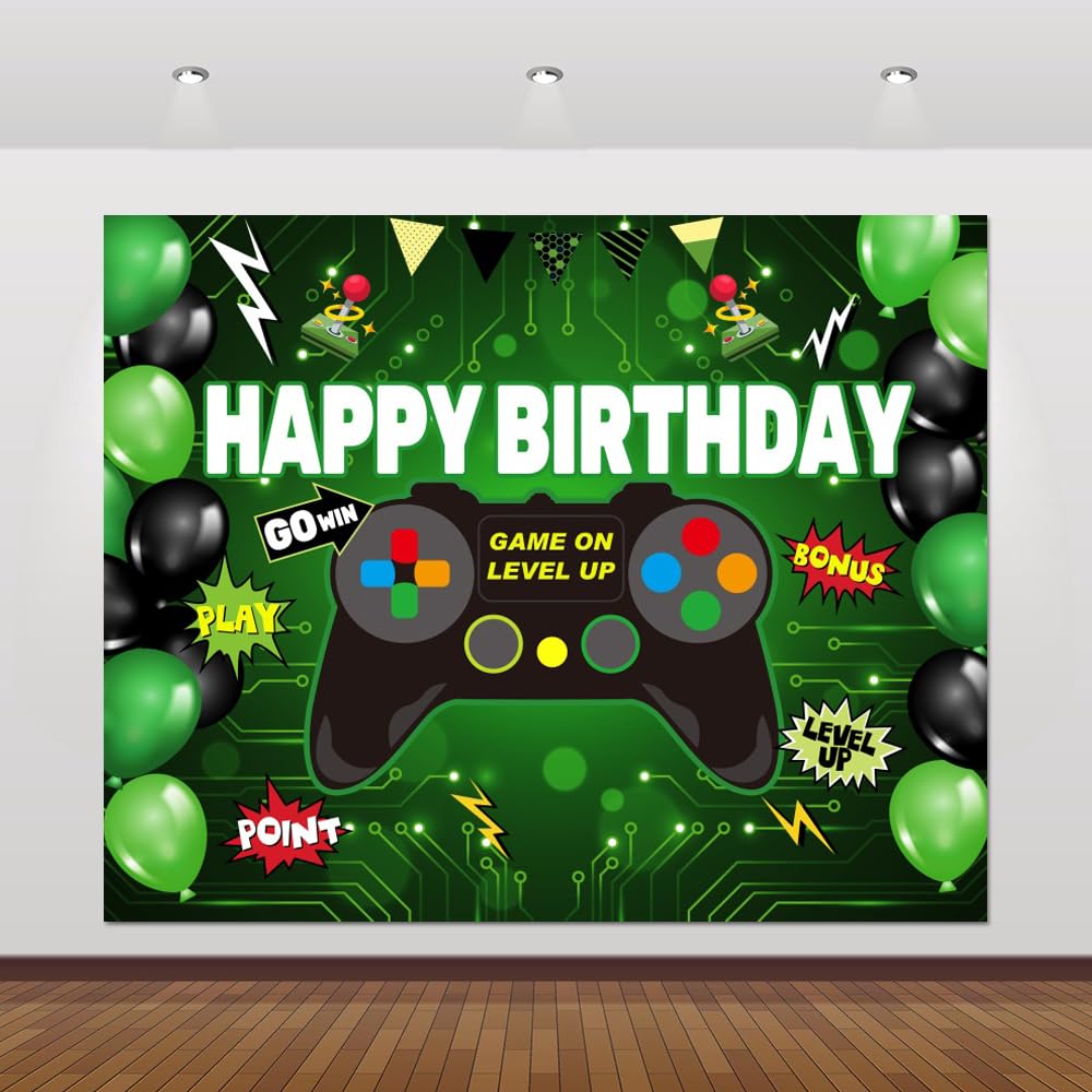Amazon.com : Video Game Happy Birthday Backdrop 10x8ft Game on Birthday ...