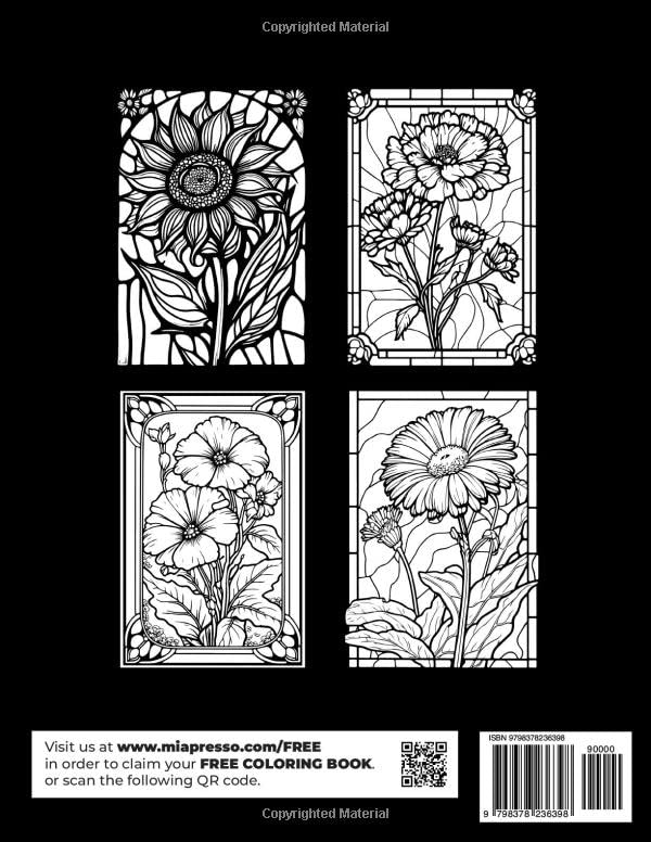 Stained Glass Flower Coloring Pages