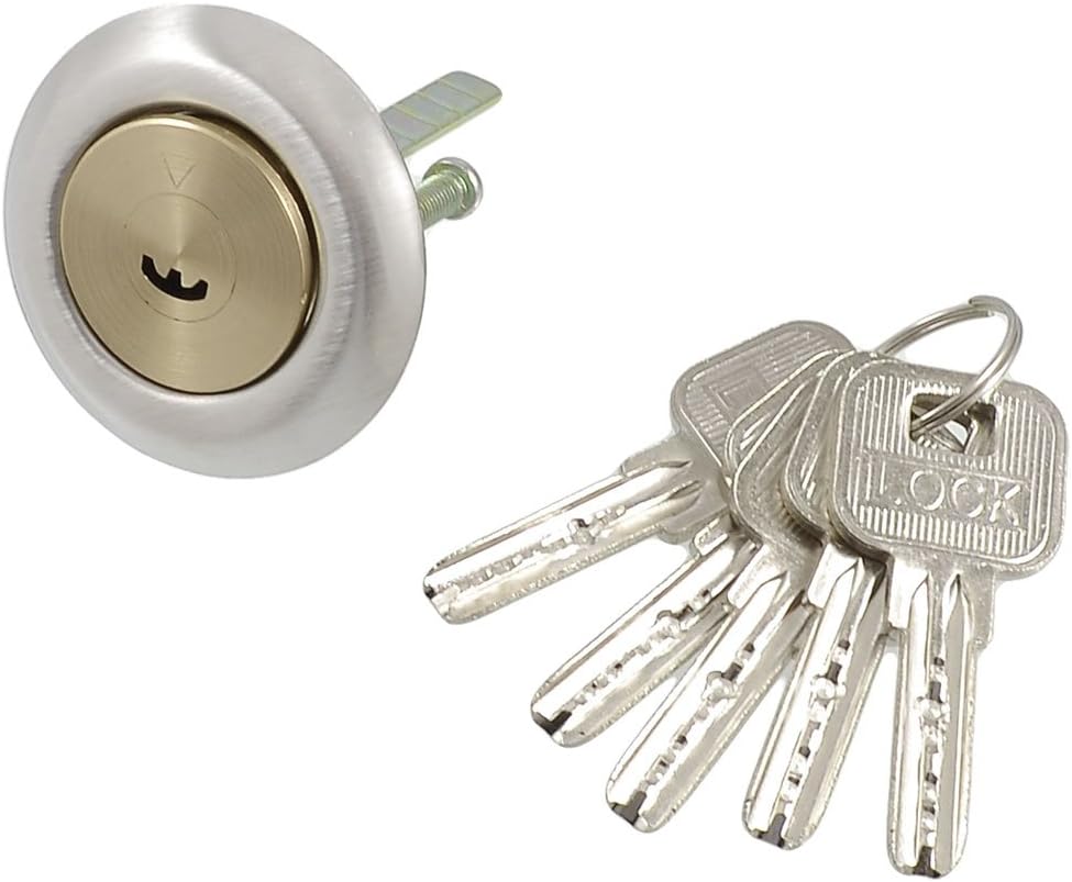 Brass Screw Crescent Keyway Security Lock Cylinder w 5 Metal Keys ...