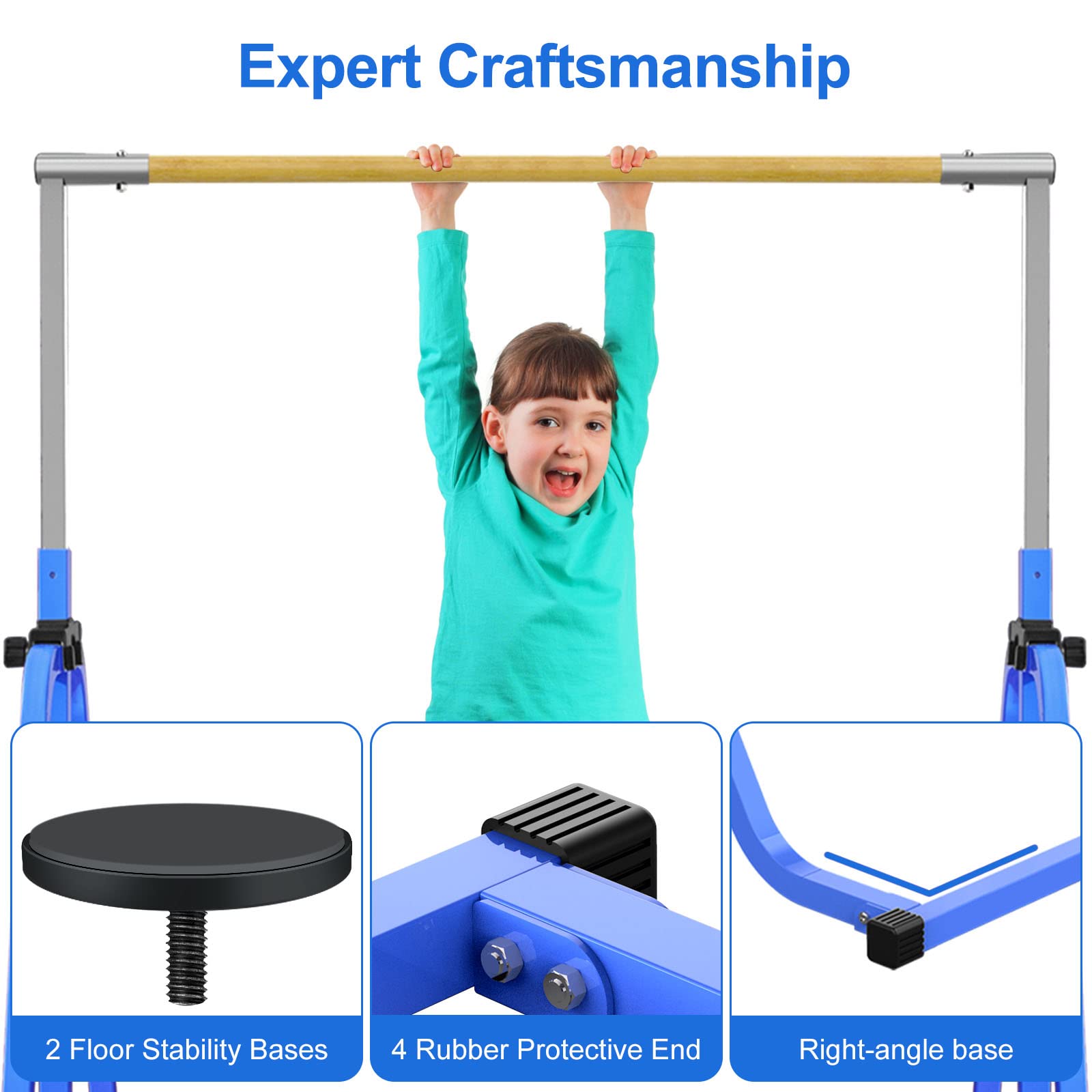 RAVS Gymnastics Bar 300lb Capacity RAVS Folding Gymnastics Bar For Kids ...