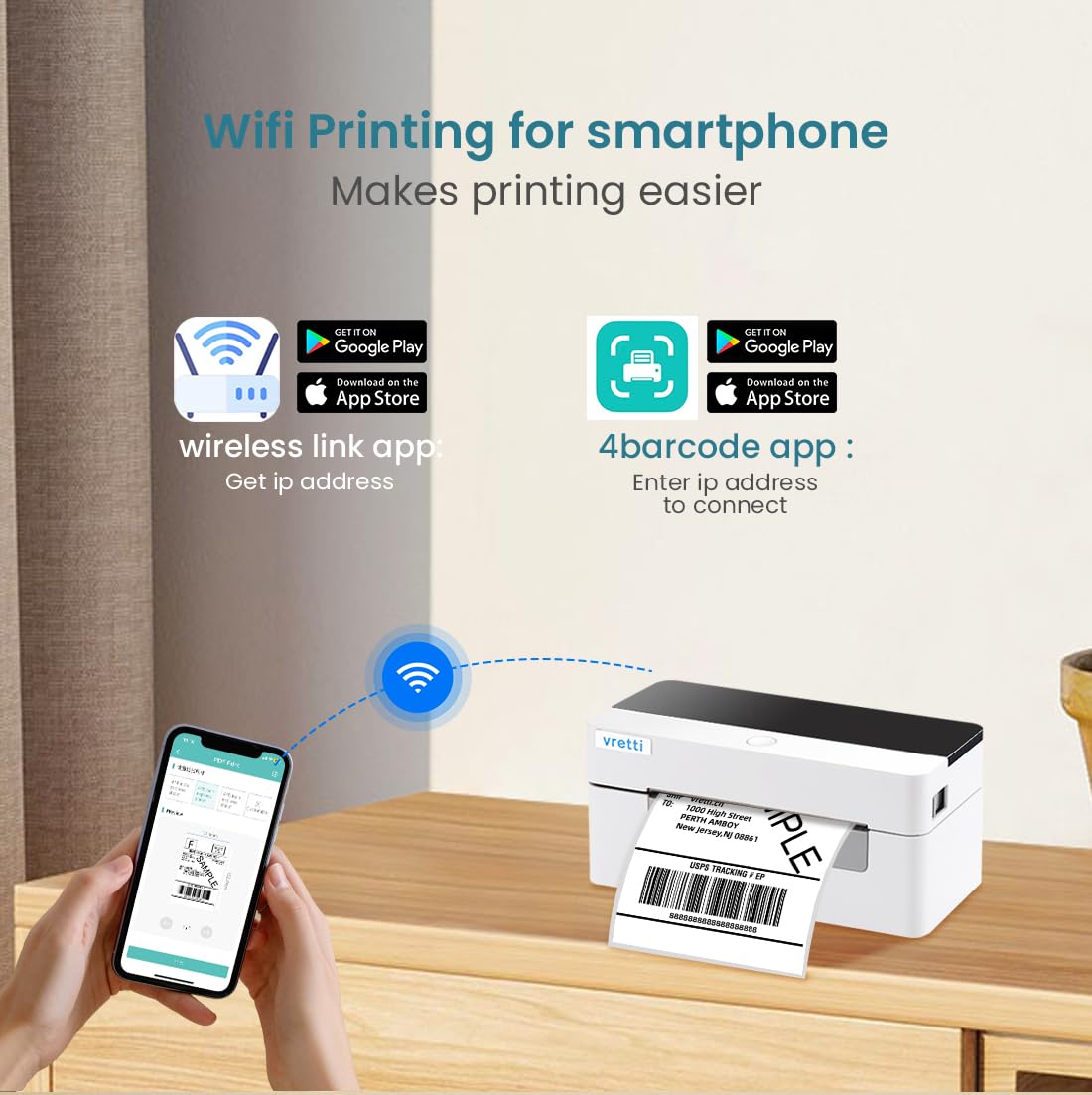 Snapklik.com : Vretti Wi-Fi Thermal Label Printer - Wireless Shipping ...