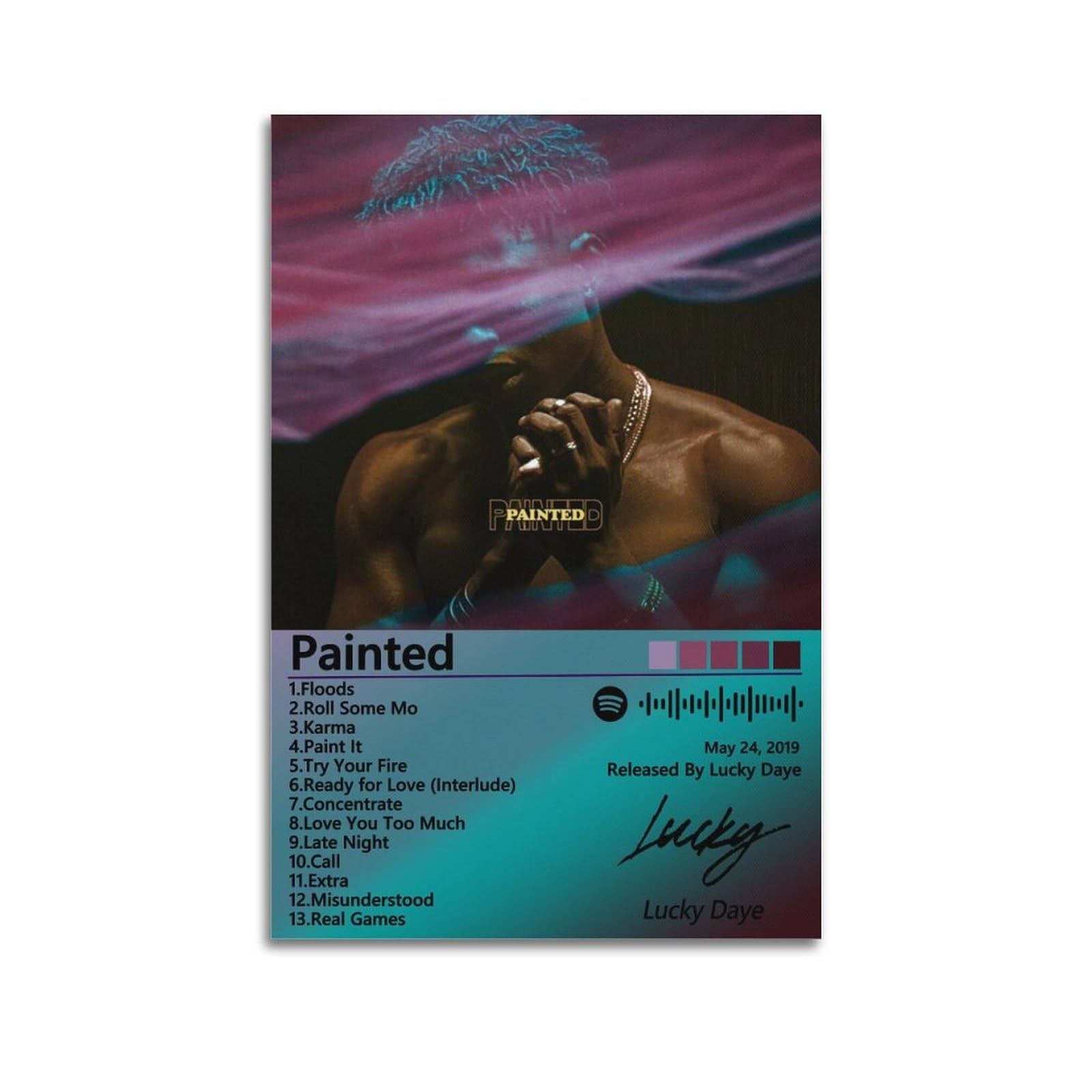 Amazon.com: Lucky Daye Poster Painted Album Cover Limited Poster Wall ...