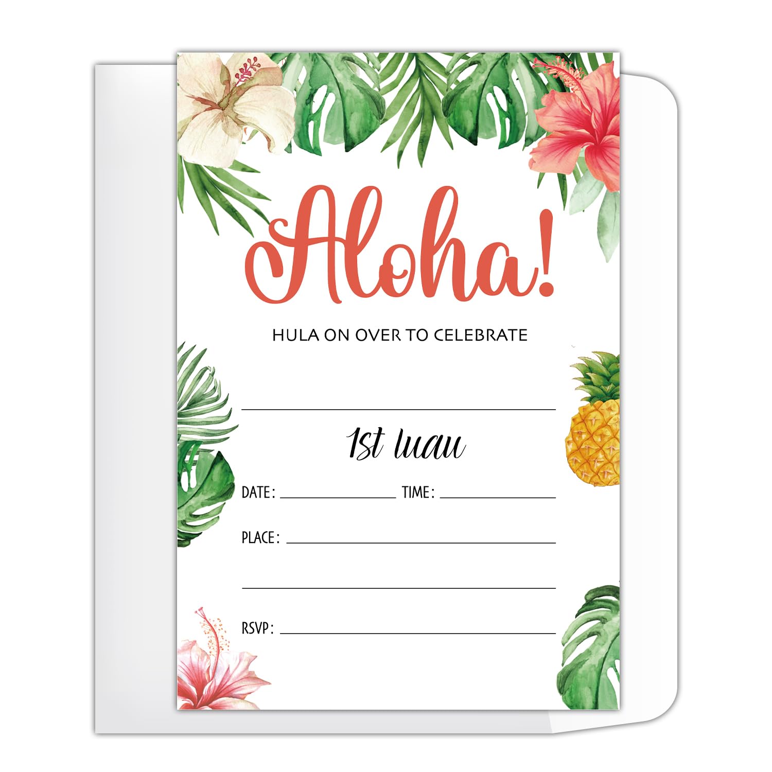 Amazon.com : Pineapple Birthday Invitation Cards Tropical Party Invite ...