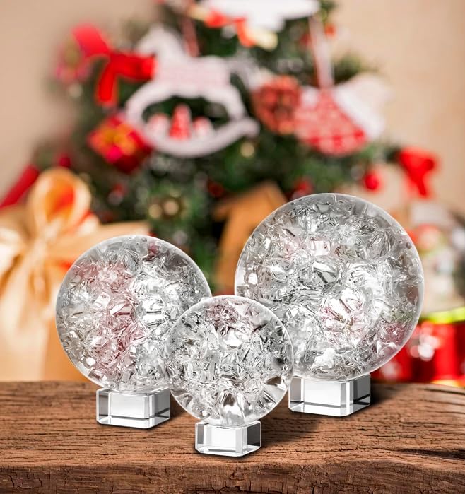 Amazon.com: ZEERSHEE Set of 3 60/80/100mm Crystal Cracked Balls Glass ...