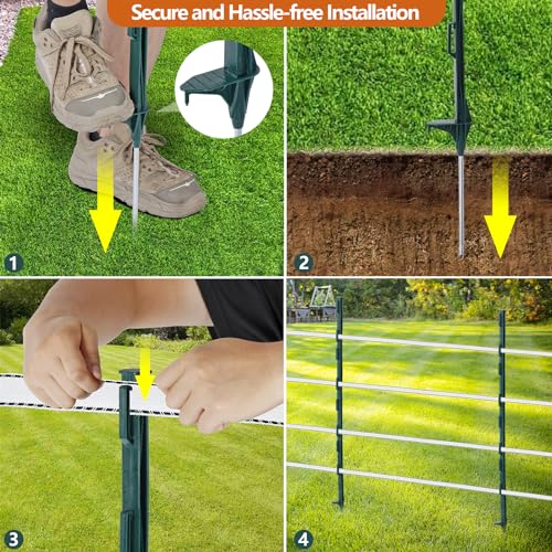 Snapklik.com : Electric Fence Posts 50 Pack, 48 Inch Step In Fence Post ...
