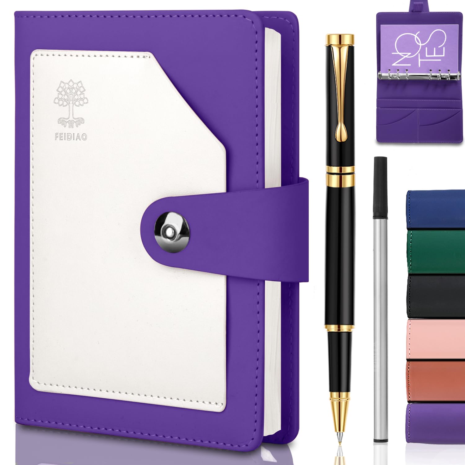 Amazon.com : FEIDIAO A6 PU Leather Notebook, 6 Ring Binder Journal with ...