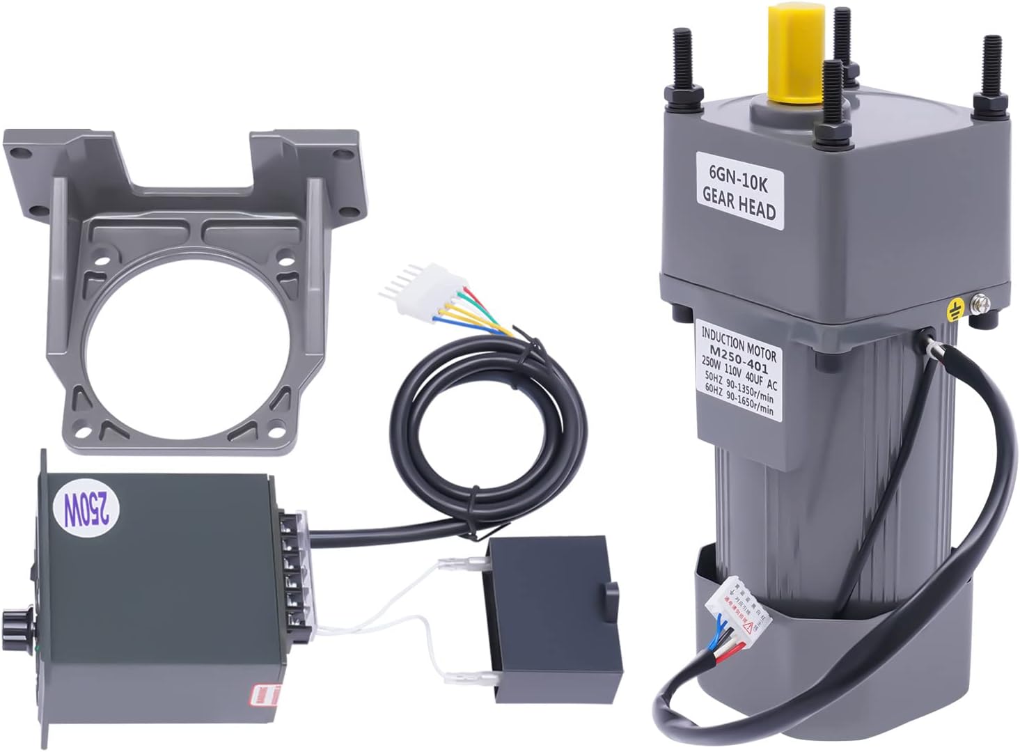 250W 110V AC Gear Motor Variable Speed Motor Reduction Controller High ...