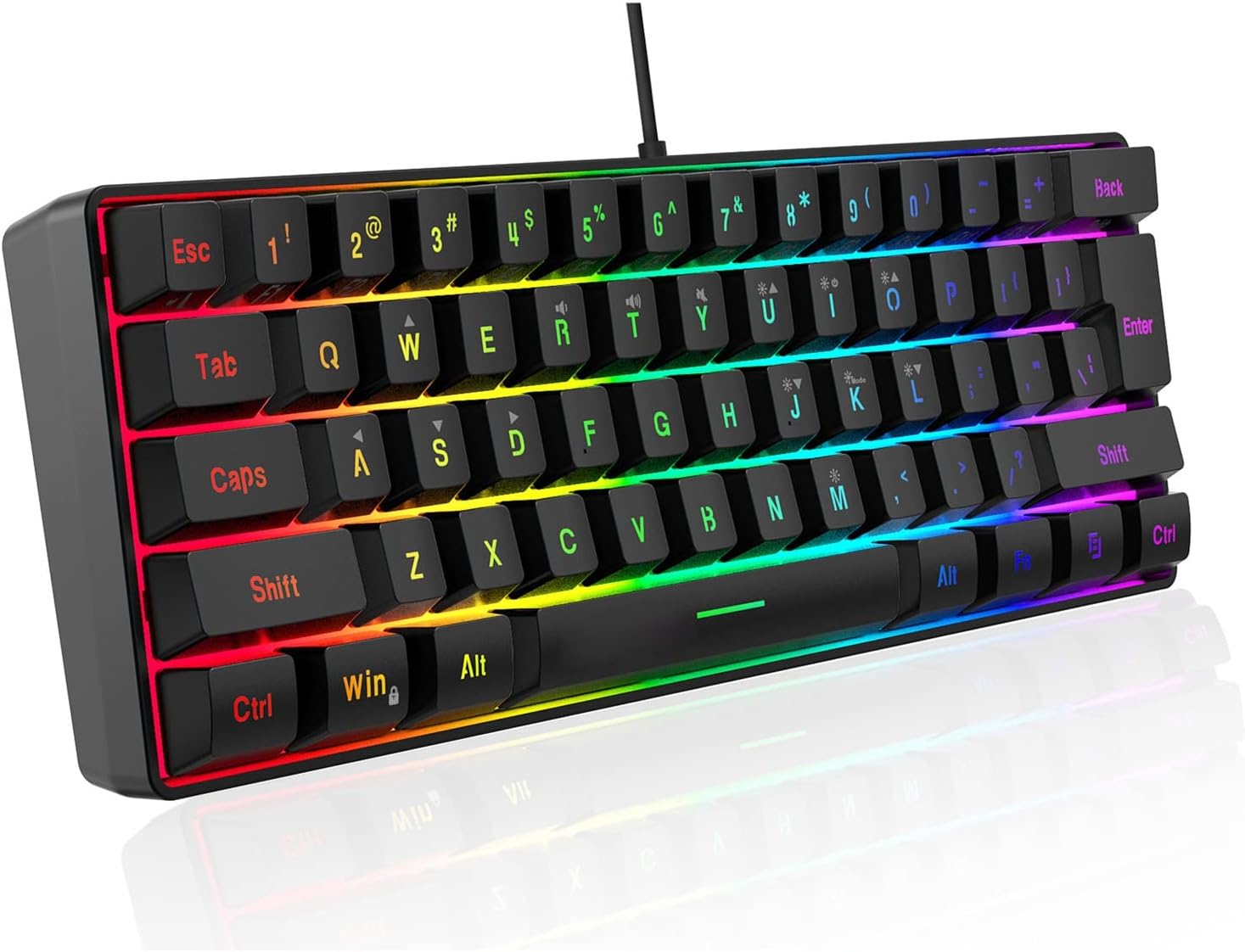 Uezeth Mechanical Keyboard, 60% Wireless Mechanical Keyboard 26 Rgb ...
