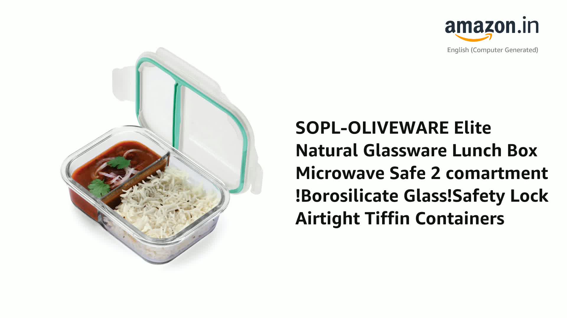 Watch SOPL-OLIVEWARE Elite Natural Glassware Lunch Box Microwave Safe 2 ...