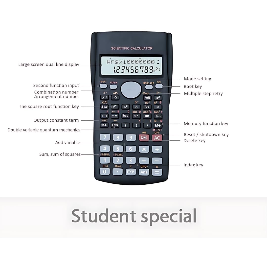Scientific Calculators, 12 Digit Double Line Display Mathematical ...