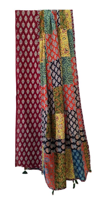 Buy Ekaai Women's Ajrakh Print Cotton Dress Material with Exclusive ...