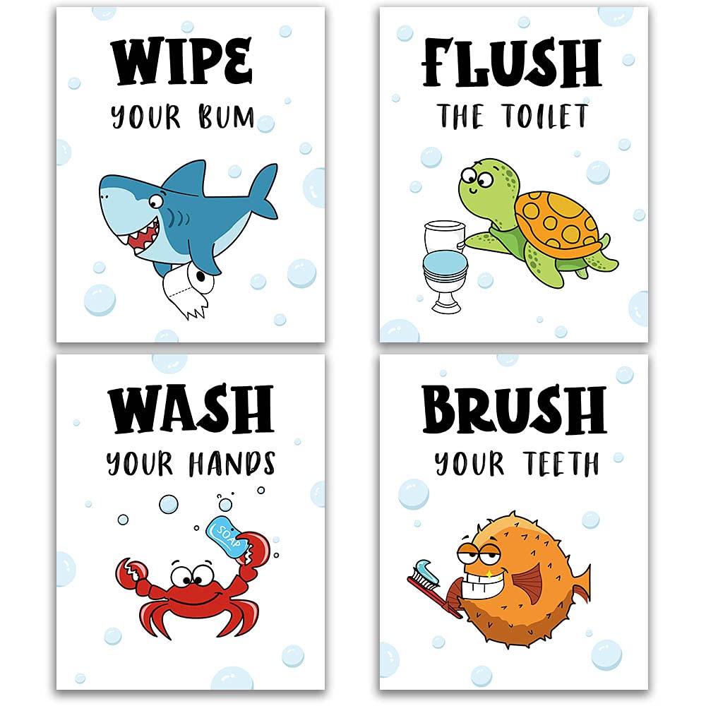 Amazon.com: IIILUYOT Funny Sea Critters Bathroom Decor Rules Wall Art ...
