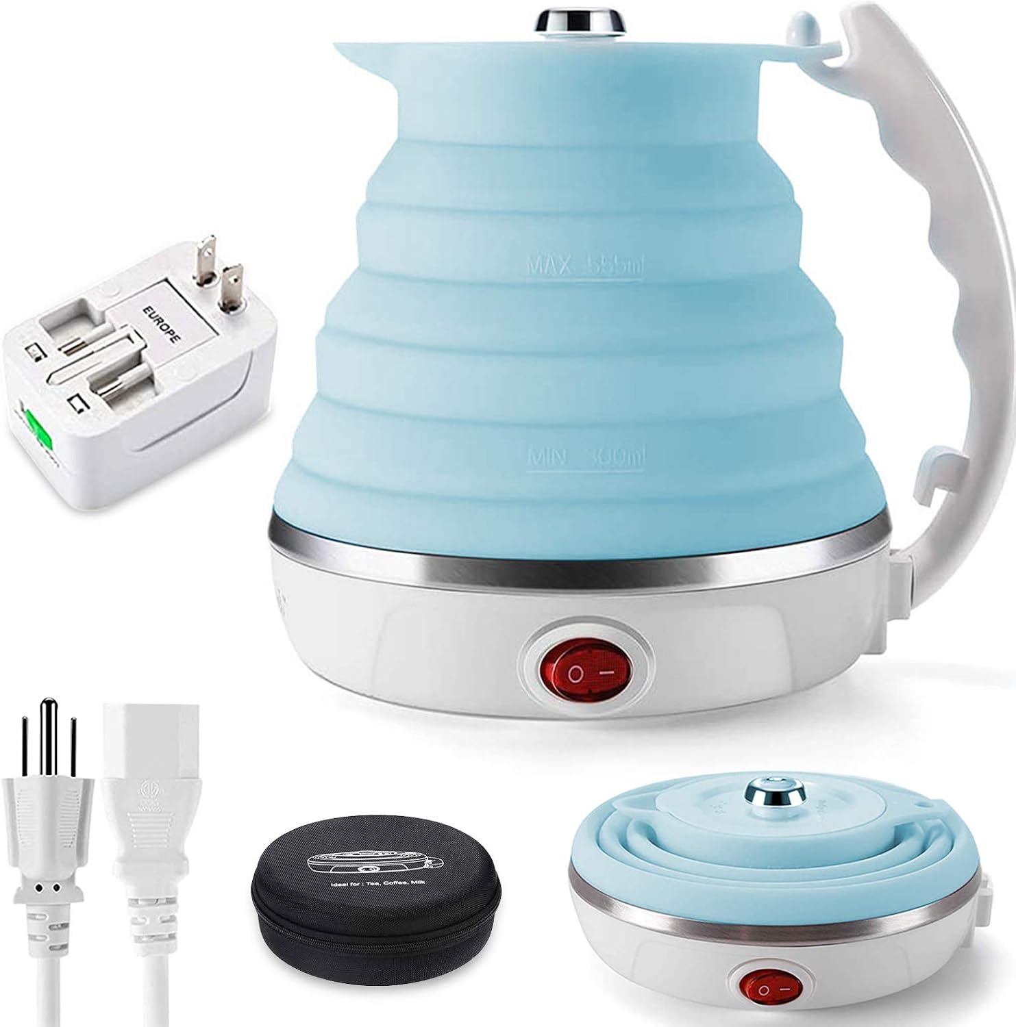Amazon.com: Travel Foldable Electric Kettle,Upgraded Food Grade ...