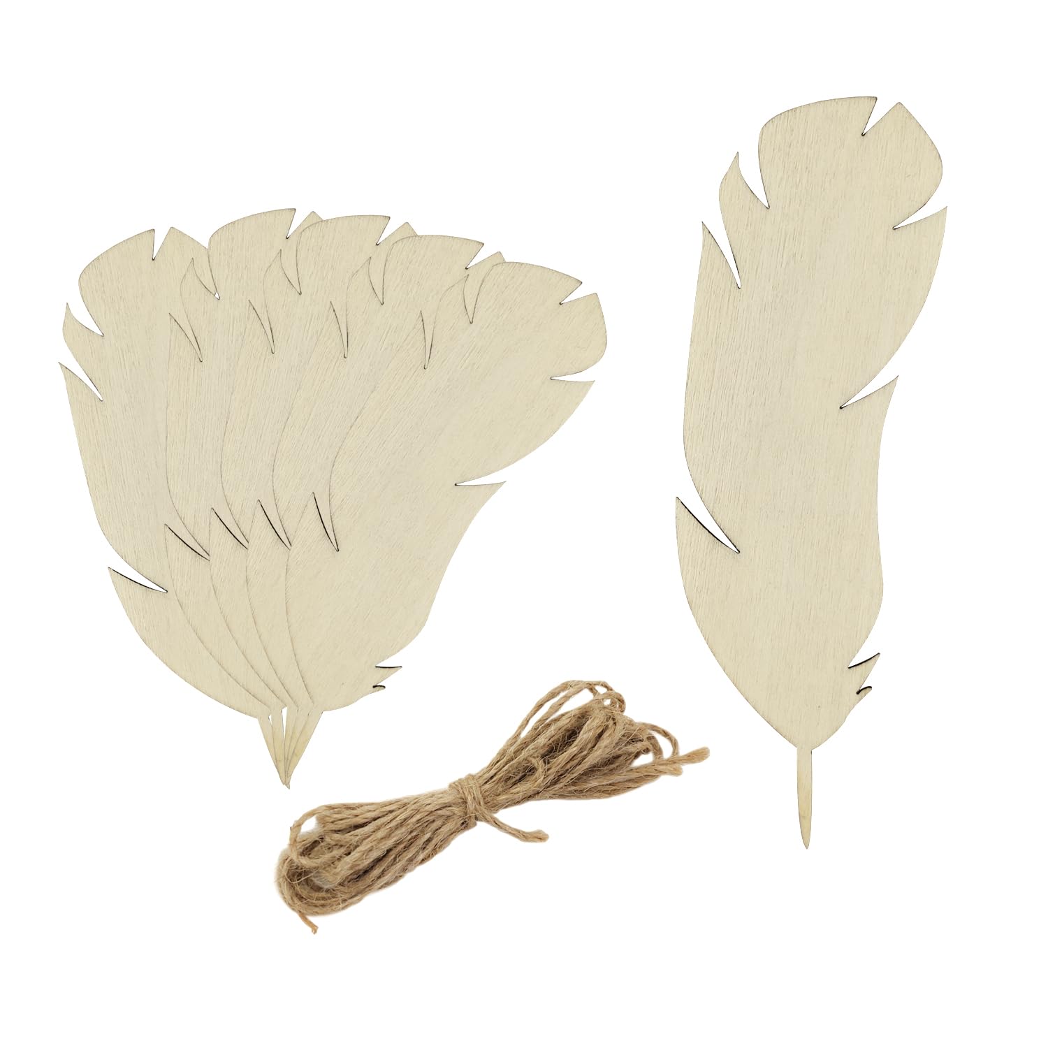 Amazon.com: 30 Pack 4 Inch Wood Feather Cutouts Unfinished Wooden ...
