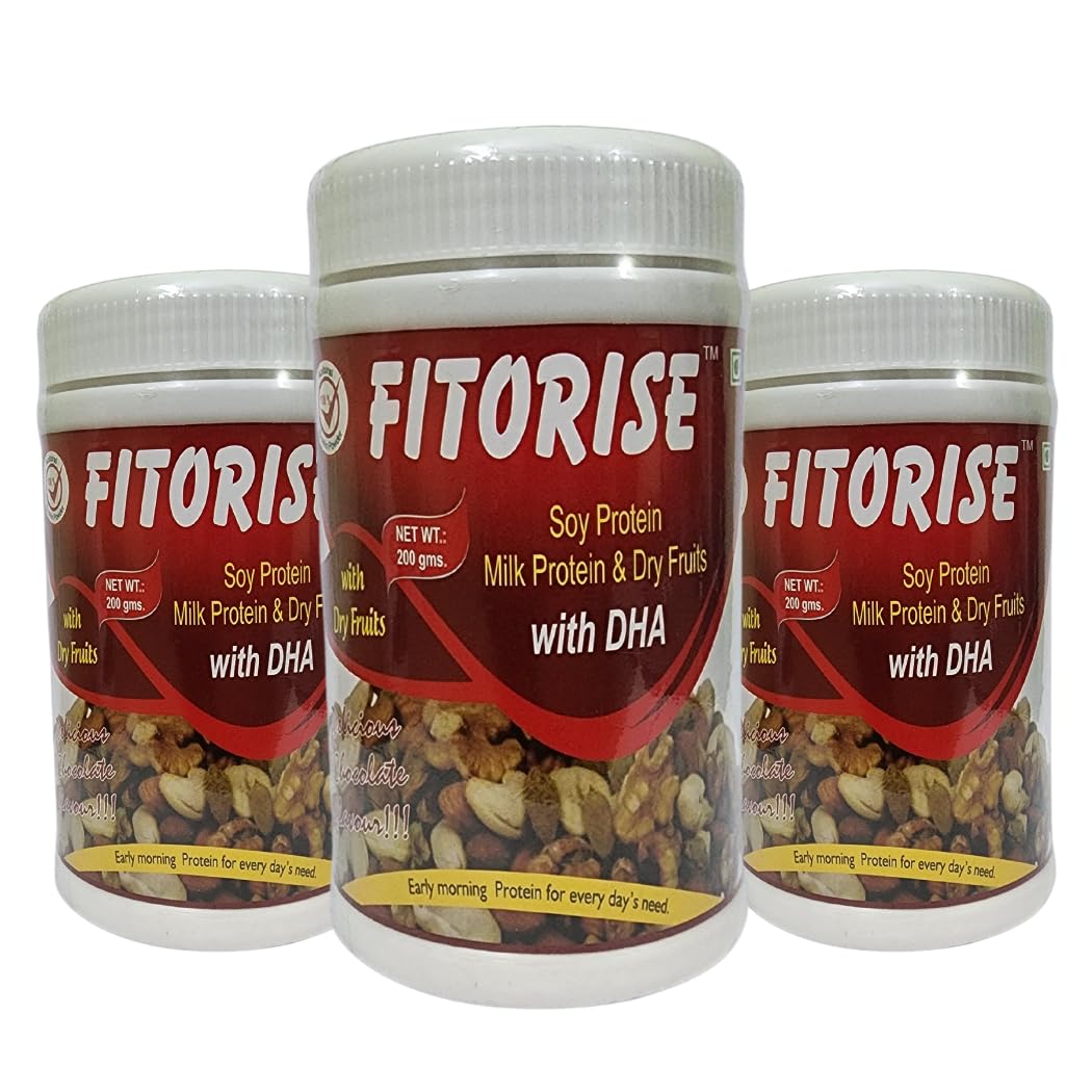 Fitorise Chocolate Flavour Soy Protien Powder with DHA and Dry Friuts ...