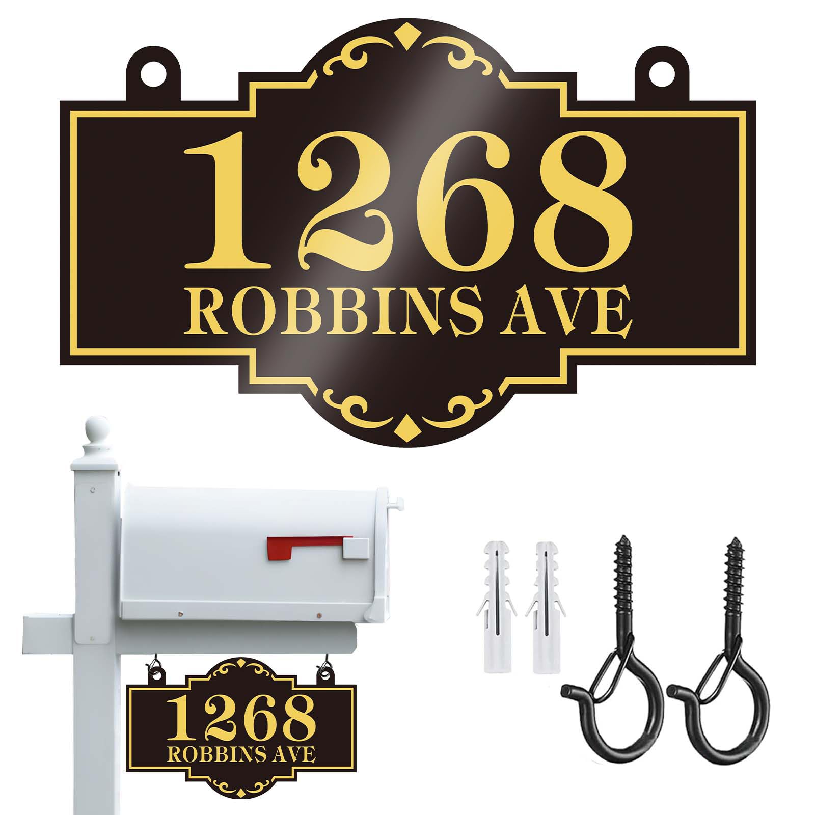 Amazon.com: Hanging Address Sign Plaque - Personalized House Number ...