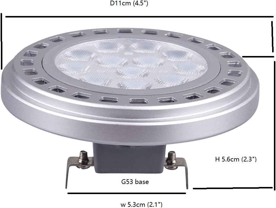qlee Bombilla LED AR111 reflector G53 Spot Light 15W 30 Beam ángulo de ...