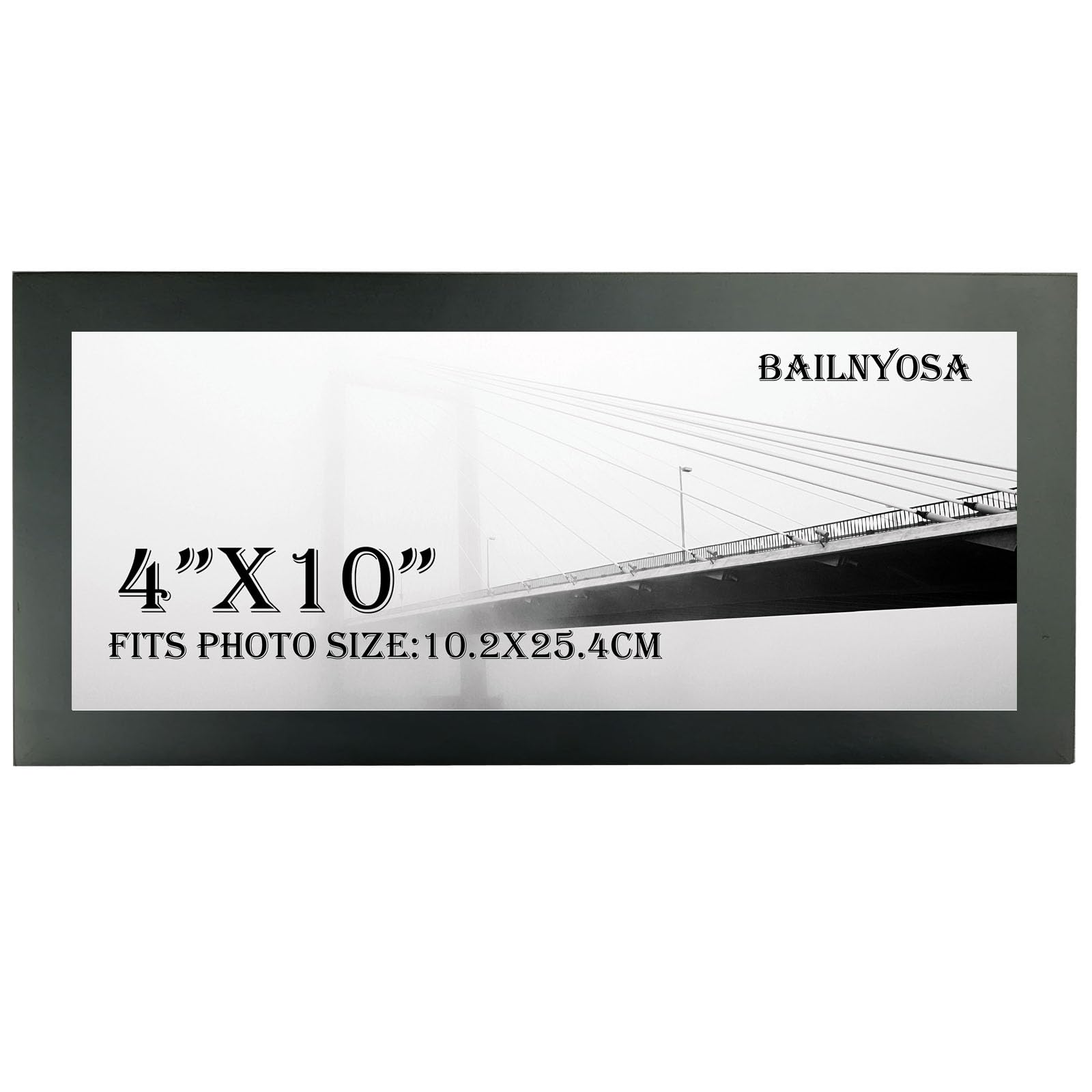 Amazon.com: bailnyosa 10x4 Frame Black Solid Wood Picture Frame -4x10 ...