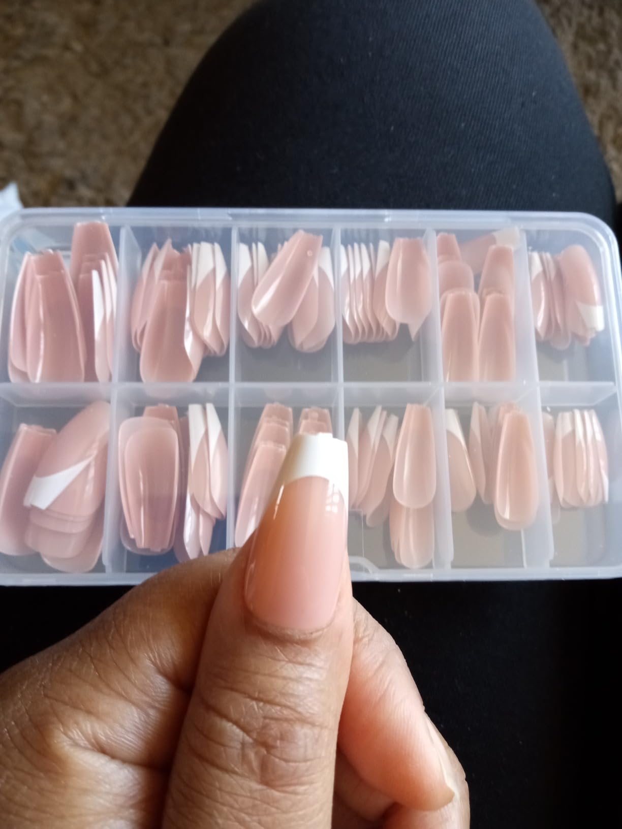 Amazon.com: Fcozpjk French Tip Press On Nails Pink, Short Coffin French ...