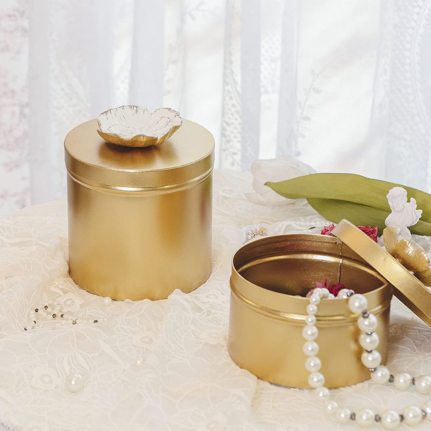 Amazon.com: NIKKY HOME Metal Jewelry Box Set of 2, Vintage Gold Metal ...