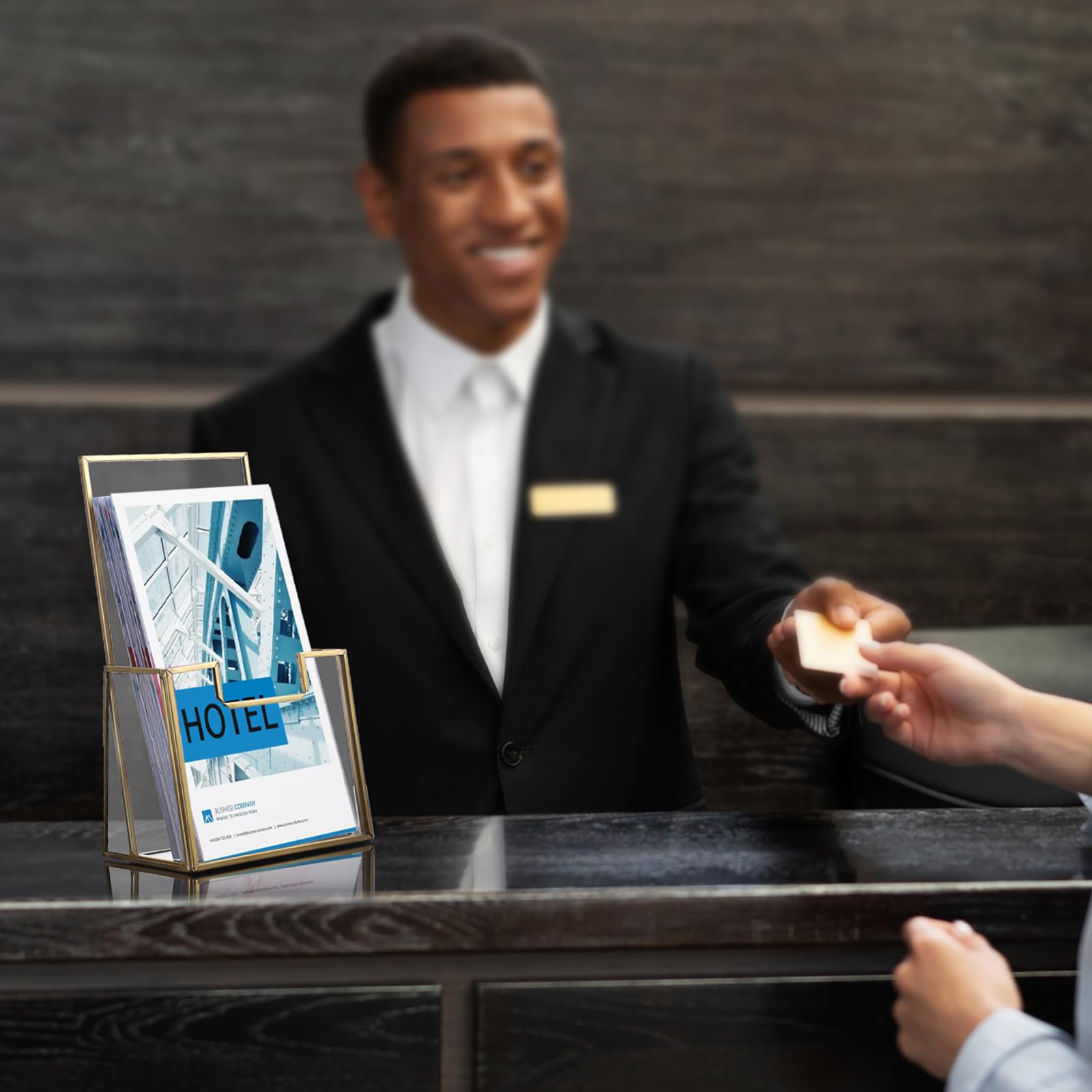 Snapklik.com : Golden Glass Brochure Holder For 4" Wide Trifold ...
