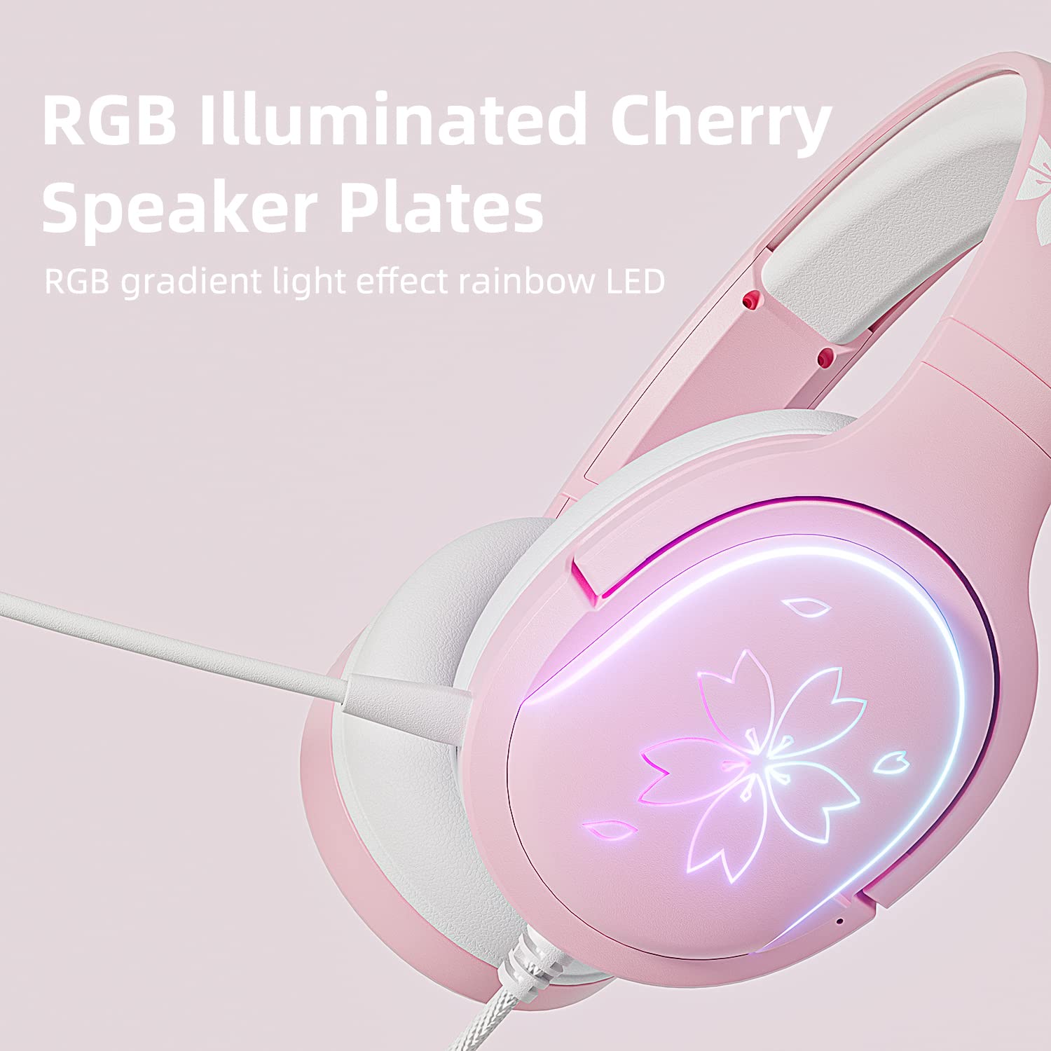 Snapklik.com : Sakura Pink Cherry Blossoms Gaming Headset, 360 Rotation ...