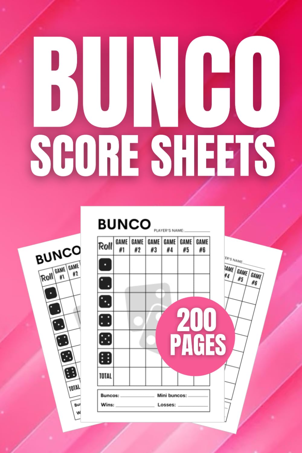 Bunco Score Sheets: 200 Score Pads for Bunco Dice Game - 6x9in ...