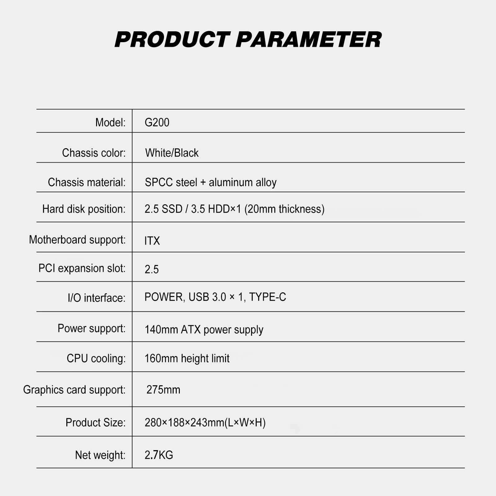 KXRORS G200 Mini-ITX PC Gaming Case - Front I/O USB 3.0 Type - C Port ...