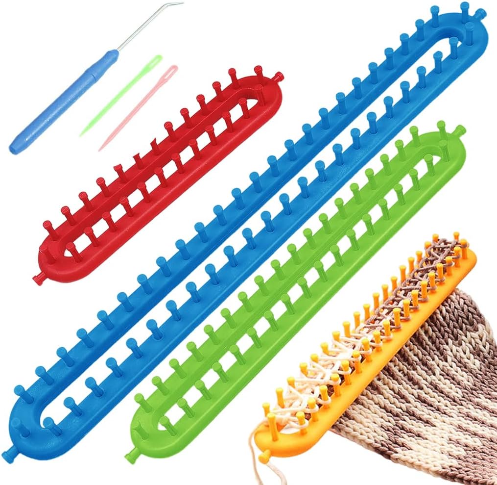 PATPAT® Color Knitting Looms 4 Sizes Long Knitting Looms with Sewing ...