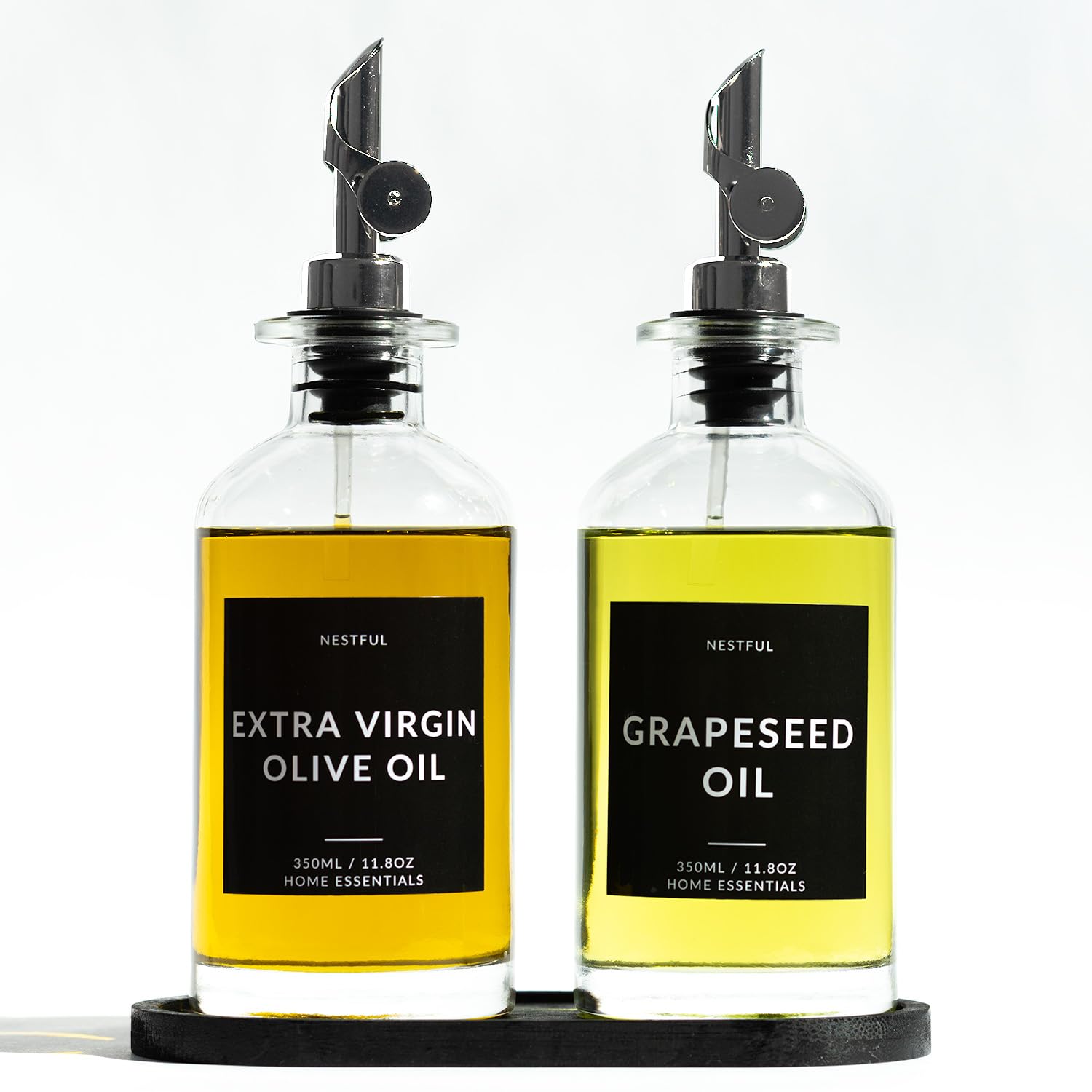 Amazon.com: NESTFUL Olive Oil Dispenser Bottle with Bamboo Tray, Oil and Vinegar Dispenser Set w ...