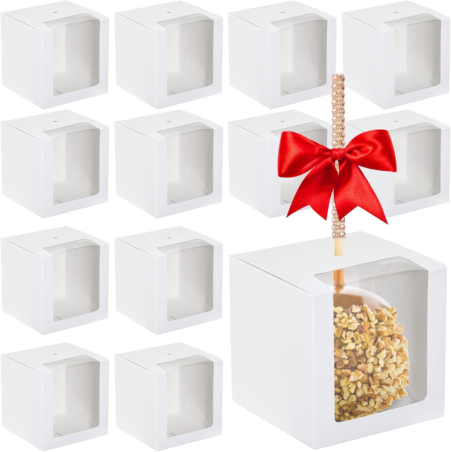 Amazon.com: 100 Pcs Candy Apple Boxes with Hole Caramel Apple Boxes 4 x ...
