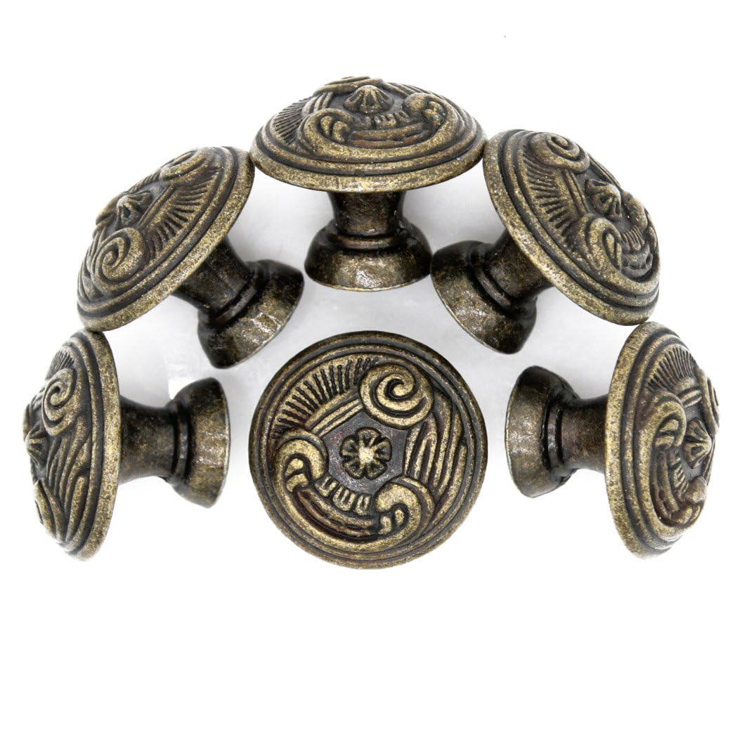 LXZ 6 PCs Vintage Antique Brass Knobs Handles – Distressed Antique ...
