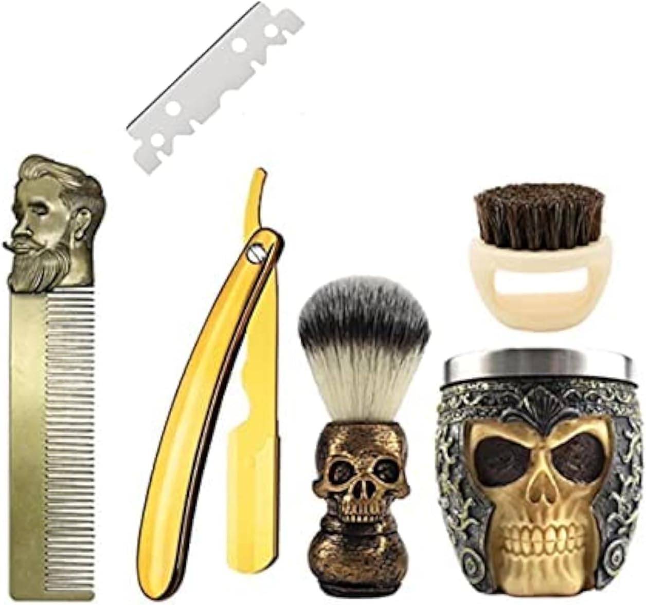 Amazon.com: Zenzod ™ SKULL themed STRAIGHT RAZOR KIT 6 piece Mens ...