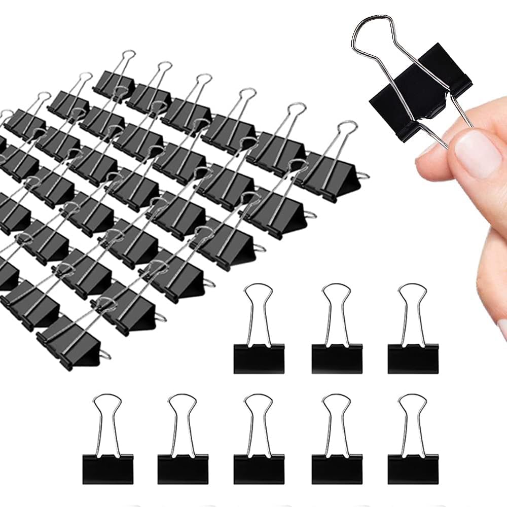 Amazon.com : Black Binder Clips, 144 Pack, 1 Inch, Standard 25mm Clamps ...