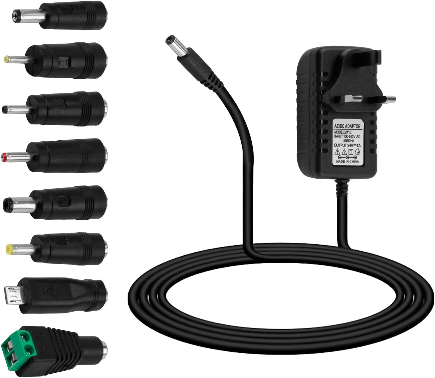 24V 1A Power Supply 24 Volt AC to DC Power Adapter with Multiple Heads ...