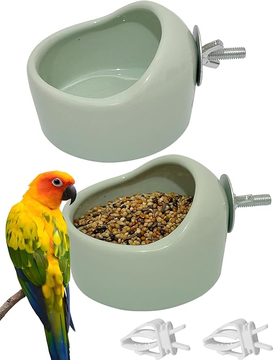 Amazon.com: Niwaes 2PCS Birds Feeding Dish Cups Ceramic Bird Cage Food ...