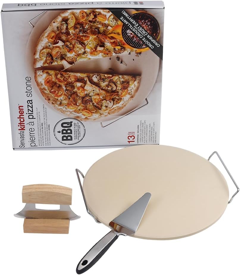 Amazon.com: Delux Pizza Stone Set with Pizza Cutter Pizza Server ...
