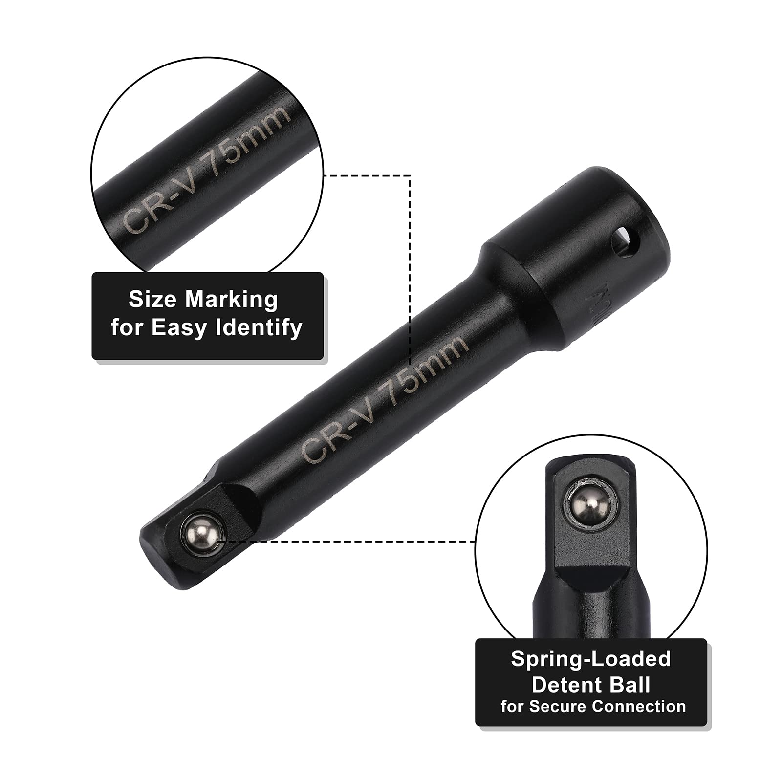 Snapklik.com : 1/4",3/8",1/2" Drive Extension Bar Set, CR-V, 9 Pieces ...