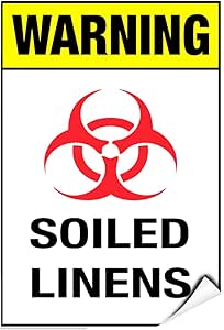 Amazon.com: Warning Soiled Linens Hazard Sign Hazard Labels Label Decal ...