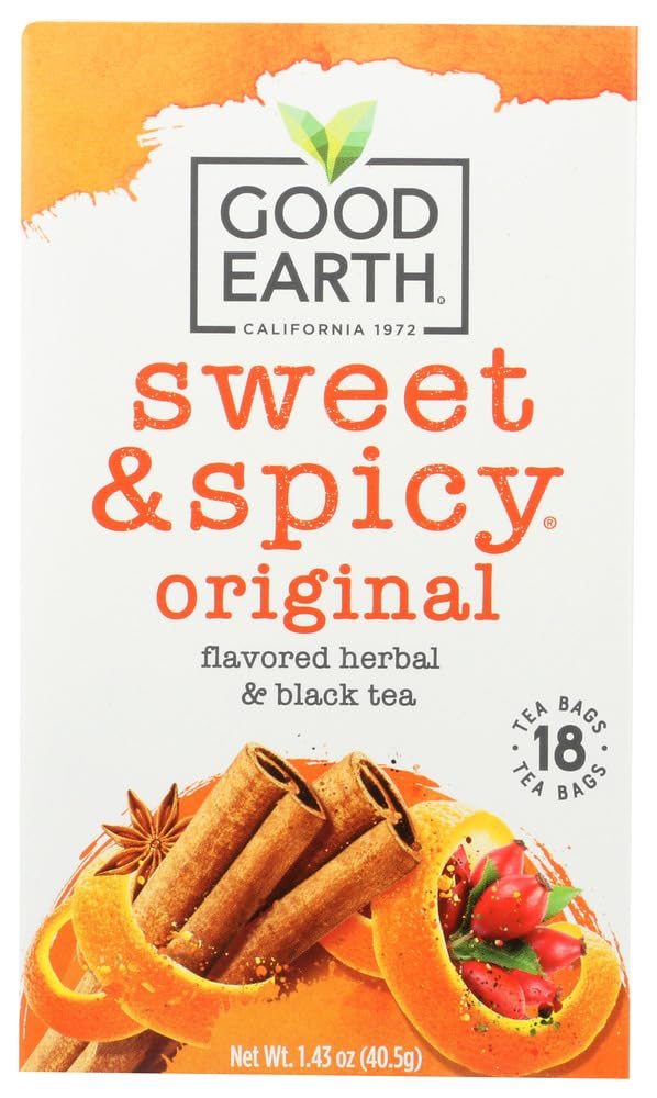 Amazon.com: Good Earth Sweet & Spicy Herbal & Black Tea, 18 Count Tea ...
