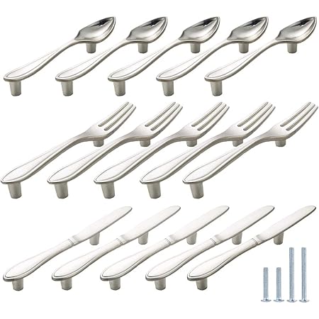 ATOPLEE Cabinet Pull,3pack Creative Spoon Fork Knife Kitchen Cabinet ...