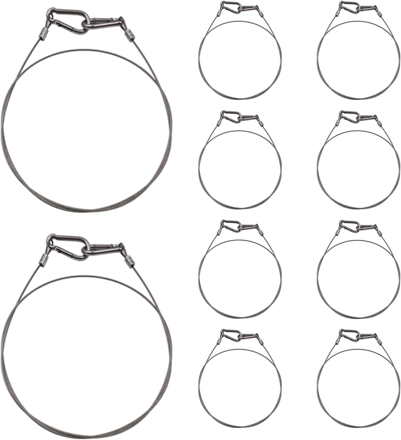 (10 Pack) 1.5mm Safety Cable with Dual Carabiners - 304 Stainless Steel ...